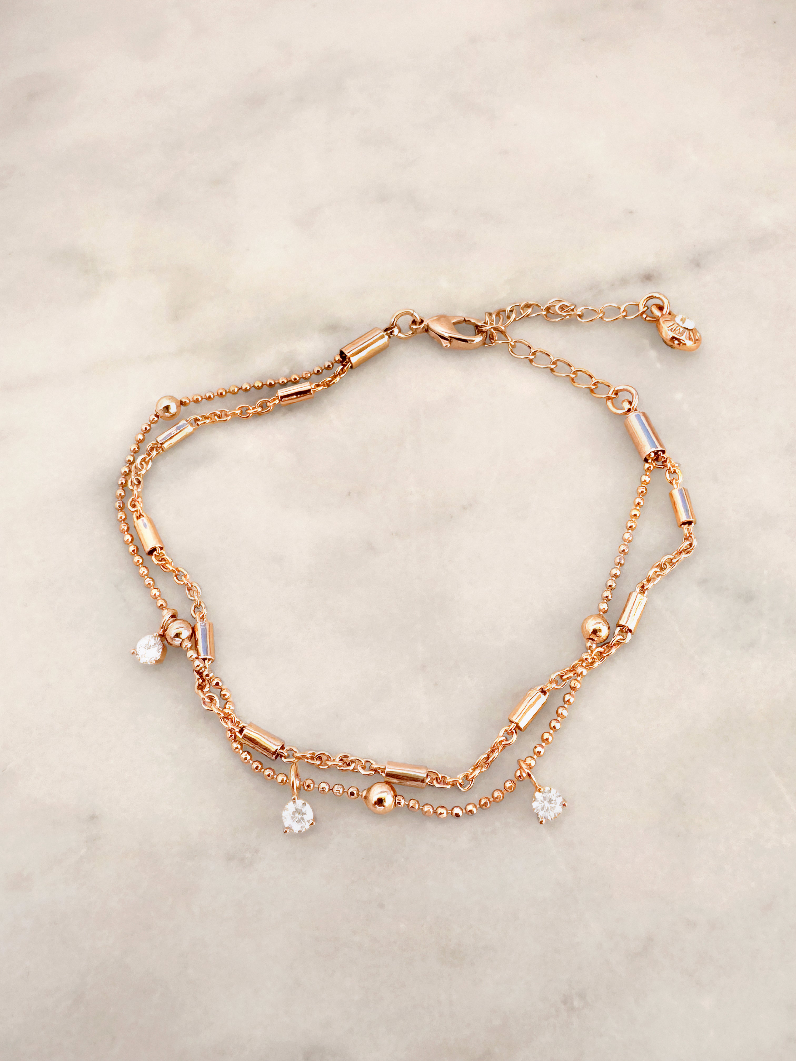 Delicate Two Row Bracelet, Rose – Millo Beauty