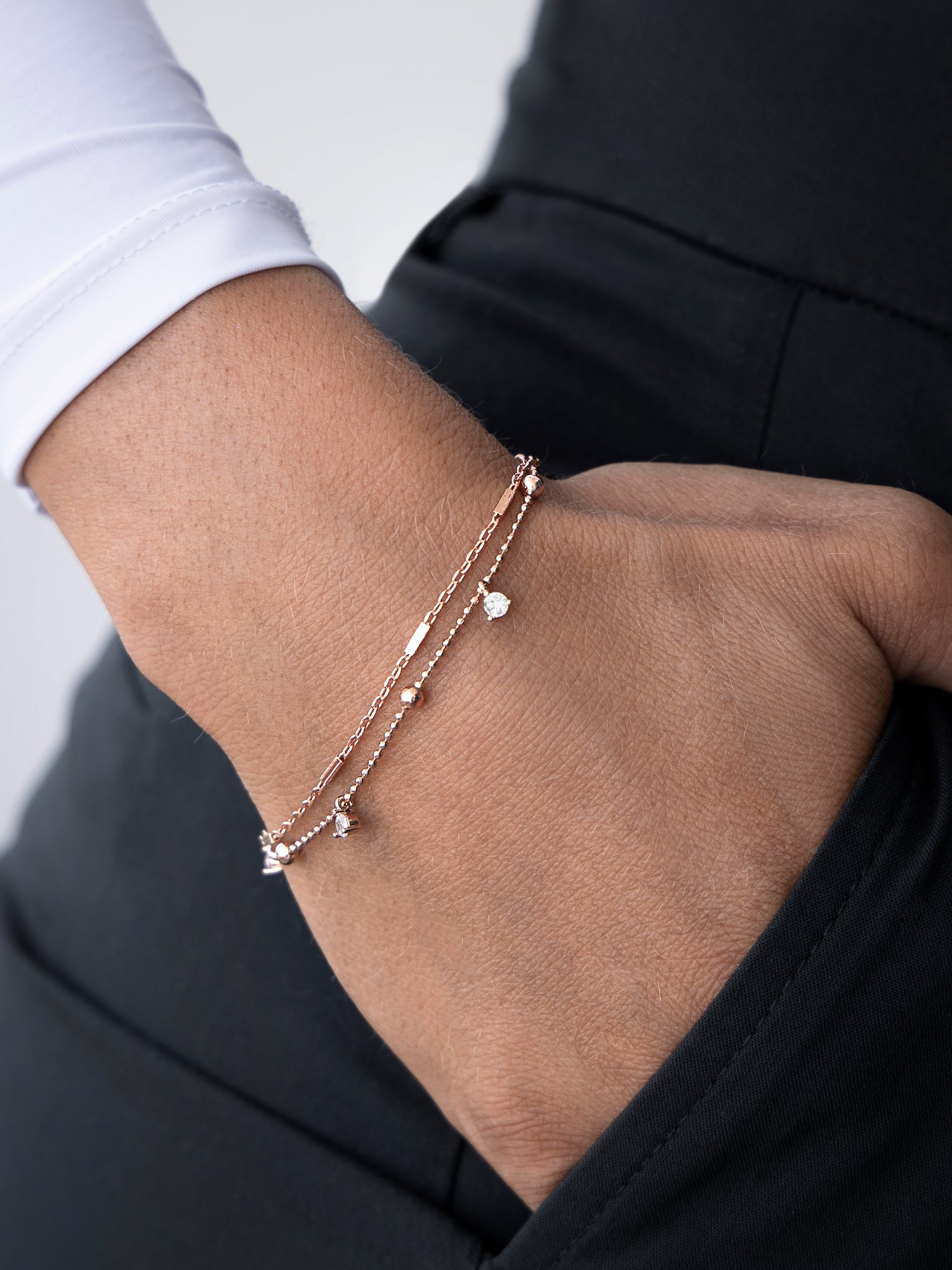 Delicate Two Row Bracelet, Rose – Millo Beauty